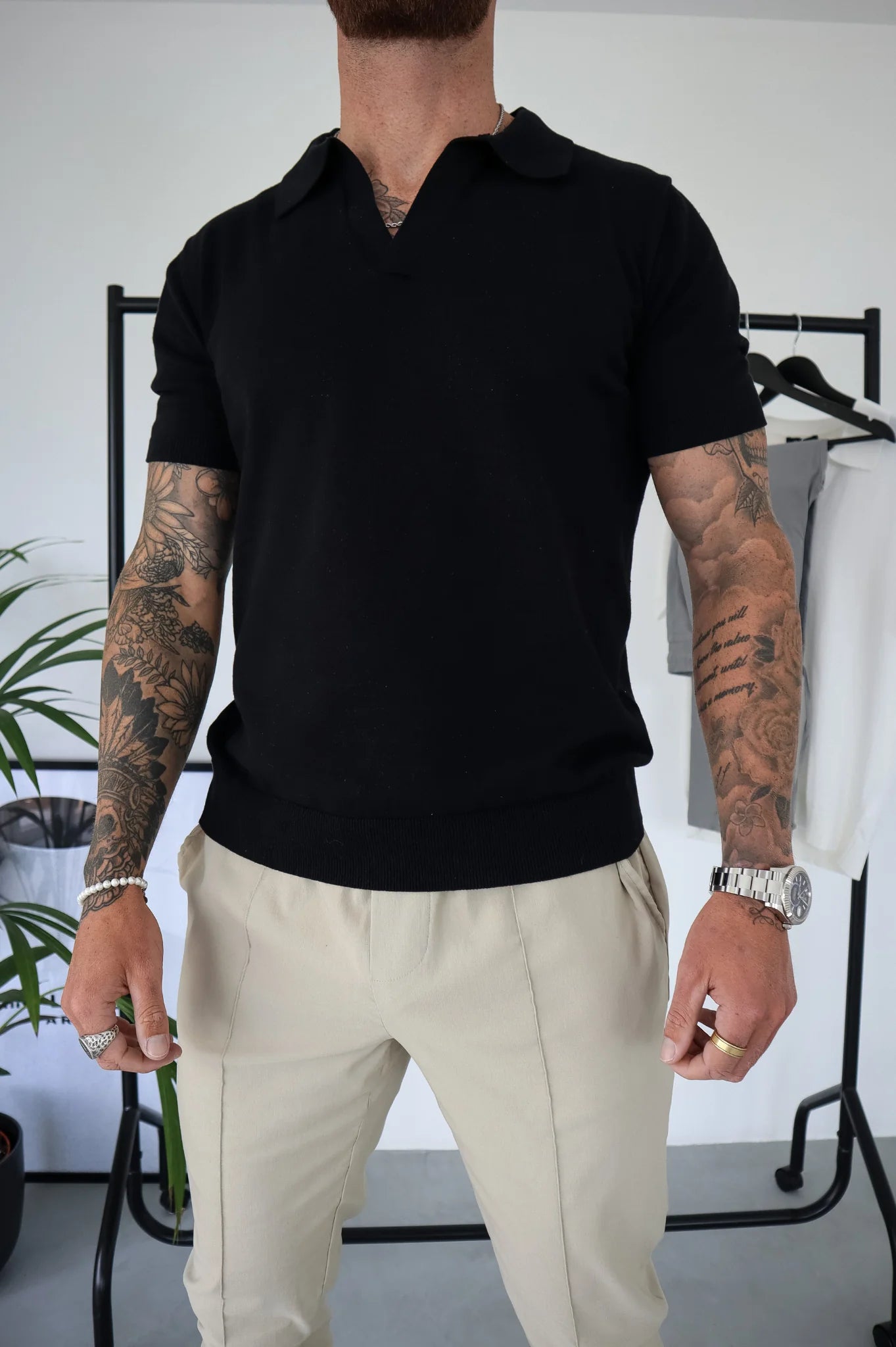 Capo Egyptian Cotton Cuban Collar Polo Shirt - Black – LITCollective